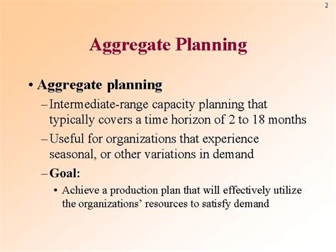 Aggregate Planning Aggregate Planning Aggregate Planning Intermediaterange