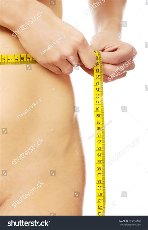 Naked Woman Measuring Her Body Stock Photo Shutterstock