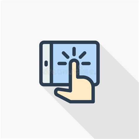 Touchscreen Action Click Tap Thin Line Flat Color Icon Linear Vector Symbol Colorful Long