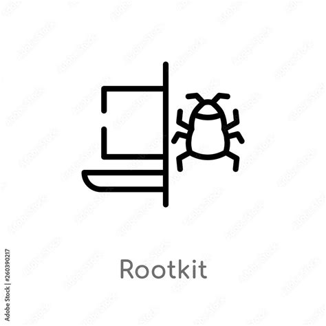 Outline Rootkit Vector Icon Isolated Black Simple Line Element