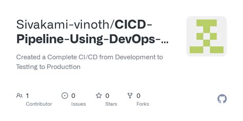 Github Sivakami Vinothcicd Pipeline Using Devops Tools Created A Complete Cicd From