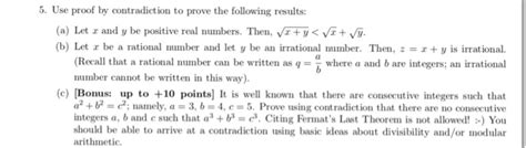 Solved 5. Use proof by contradiction to prove the following | Chegg.com