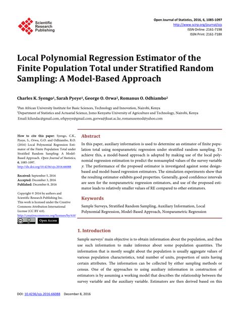 Pdf Local Polynomial Regression Estimator Of The Finite Population