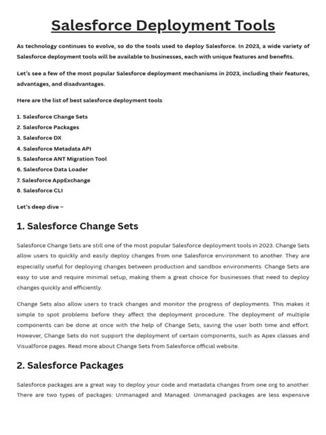 Salesforce Deployment Tools Pdf Metadata Cloud Computing