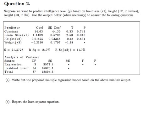 solved uestion 2 suppose we want to predict intelligence