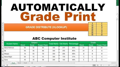 Excel Grade Formula Mark Sheet Grade Formula In Excel Youtube