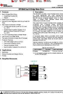 DRV Datasheet The DRV Provides A Dual H Bridge Motor Driver For Home