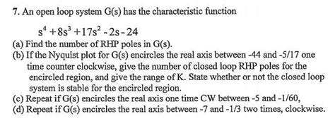 solved 7 an open loop system g s has the characteristic