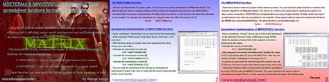Mdeterm And Minverse Two Important Excel Spreadsheet Functions For Matrix Manipulations
