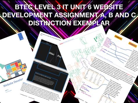 Btec Level 3 It Unit 6 Website Development Assignment A B And C Distinction Exemplar Teaching