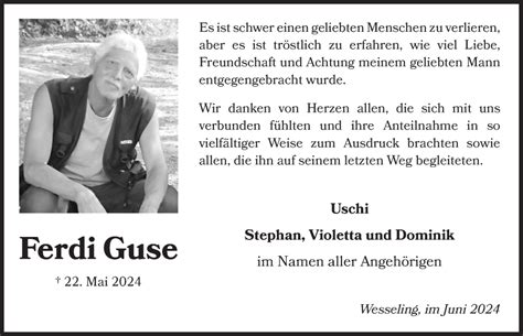 Traueranzeigen Von Ferdi Guse Wirtrauern
