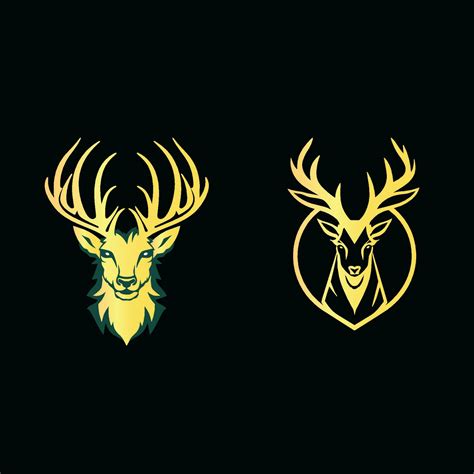 Set Of Two Golden Deer Logo 24123832 Vector Art At Vecteezy