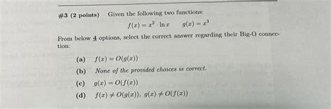 solved 3 2 points given the following two functions