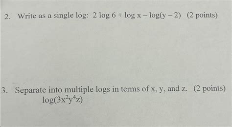 solved separate into multiple logs in terms of x y ﻿and