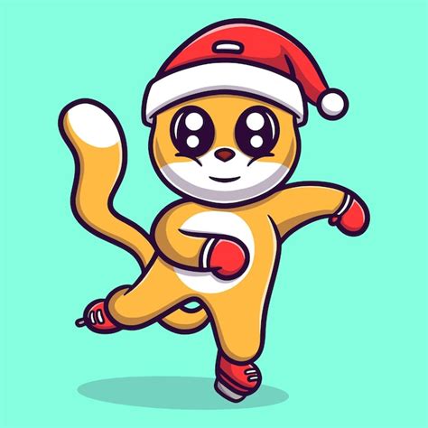 귀여운 강아지 놀이 아이스 스케이팅 만화 벡터 아이콘 그림 프리미엄 벡터