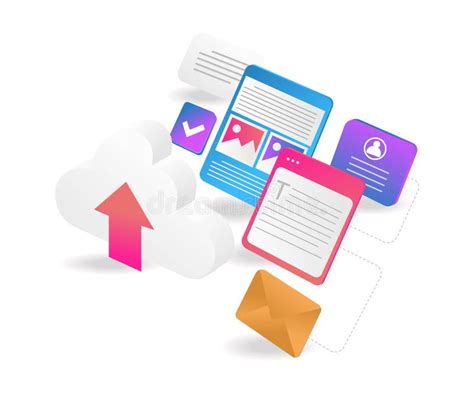 Flat Isometric 3d Illustration Cloud Server Data Network Stock