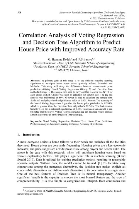 pdf correlation analysis of voting regression and decision tree