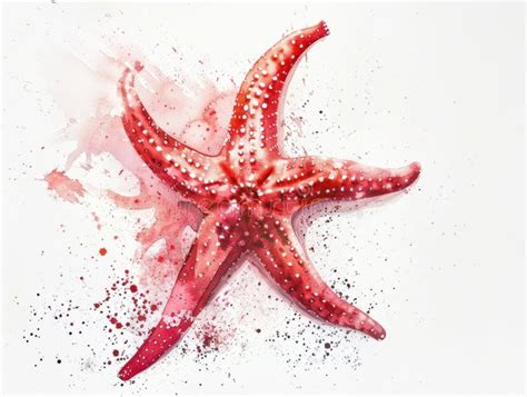 A Single Red Starfish Lies On A Clean White Surface Stock Image Image