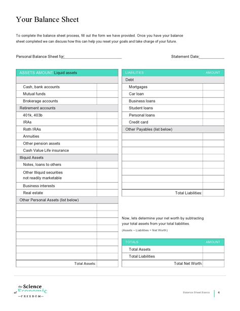 Balance Sheet Template Excel Free