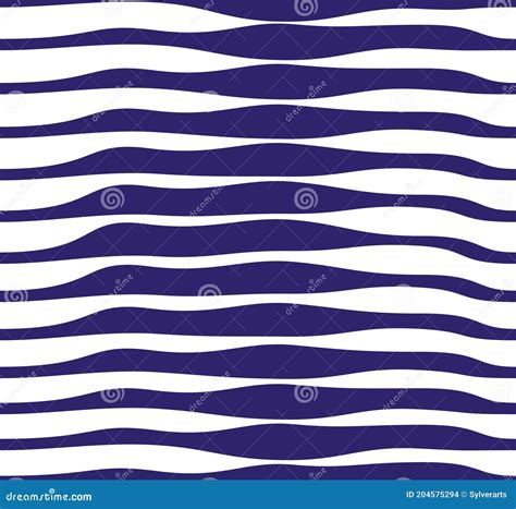 Marine Vector Seamless Pattern With Stylized Blue Waves Curve Lines Abstract Repeat Tiling