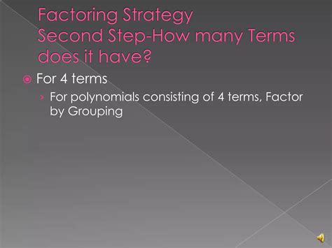 Lesson 1 3 General Factoring Summary Ppt