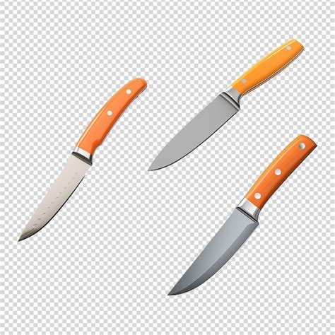 premium psd a set of kitchen knife with orange steel blade with saved