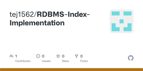 GitHub Tej1562 RDBMS Index Implementation