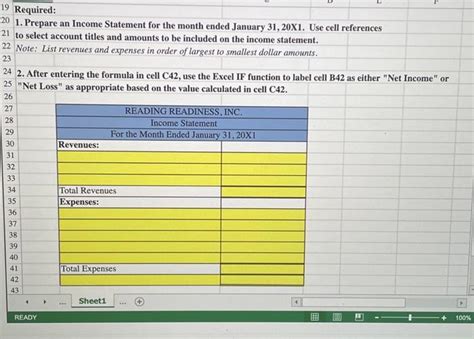 solved preparing an income statement using excel s sum if