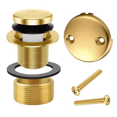 Gold Tub Drain Overflow Kit Universal Bathtub Replacement With 2hole Faceplate Set Tip Toe