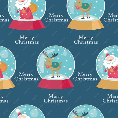 Premium Vector Christmas Seamless Pattern With Snow Globs