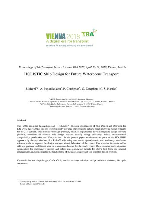 Pdf Holistic Ship Design For Future Waterborne Transport
