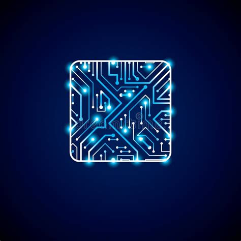 Vector Technology Cpu Design With Square Blue Luminescent