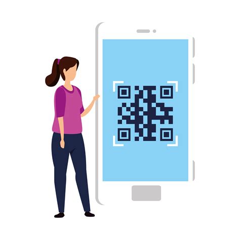 Woman And Smartphone Device With Scan Code Qr Vector Art At Vecteezy