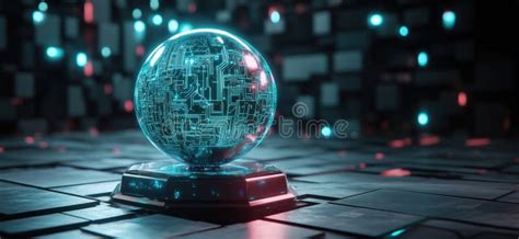 Futuristic Holographic Globe Circuit Patterns Digital Environment Stock