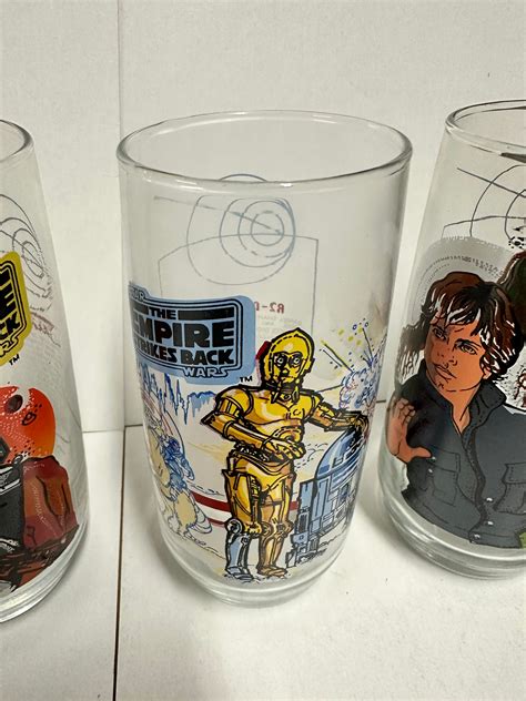 Star Wars Empire Strikes Back Movie 4 Rare Burger King Glasses Set 198