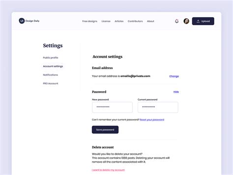 account settings ui design by ildiko gaspar on dribbble