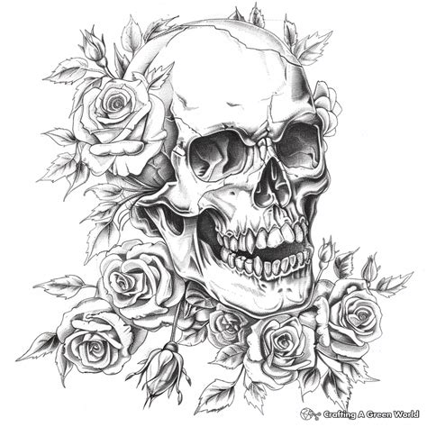 Skulls And Roses Coloring Pages Skull And Roses Coloring Pages At