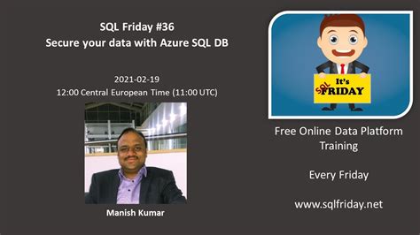 Sql Friday 36 Manish Kumar On Secure Your Data With Azure Sql Db