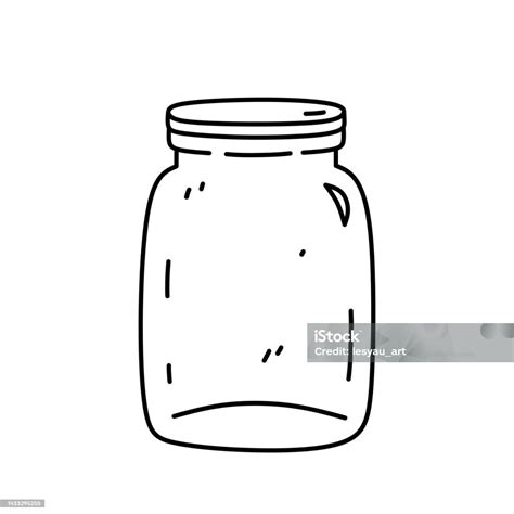 흰색 배경에 고립 된 유리 항아리 낙서 스타일의 벡터 손으로 그린 일러스트레이션 장식 로고 다양한 디자인에 적합합니다 항아리에 대한 스톡 벡터 아트 및 기타 이미지 Istock