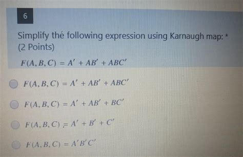 solved 6 simplify the following expression using karnaugh