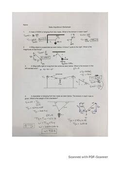 Static Equilibrium Worksheet By Engineering Futures TpT