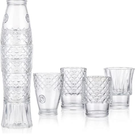 Mdluu Fish Design Tumbler Glasses Stackable Drinking