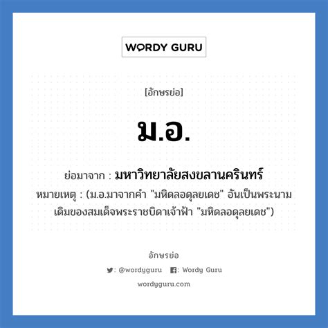 มหาวิทยาลัยสงขลานครินทร์ คำย่อคือ แปลว่า Wordy Guru