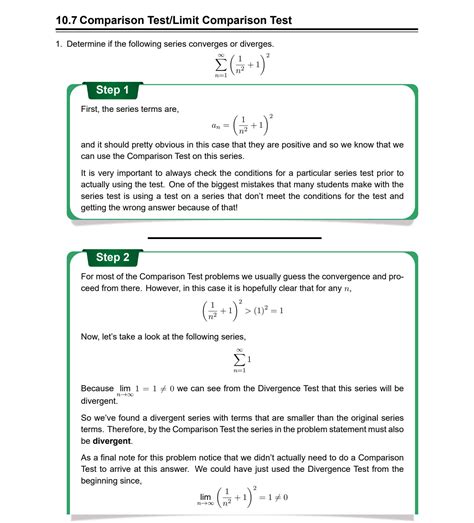 solution comparison test or and limit comparison test series and