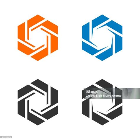 다채로운 육각 형 렌즈 다이어프램 로고 템플릿 일러스트 디자인 벡터 Eps 10 육각형에 대한 스톡 벡터 아트 및 기타 이미지