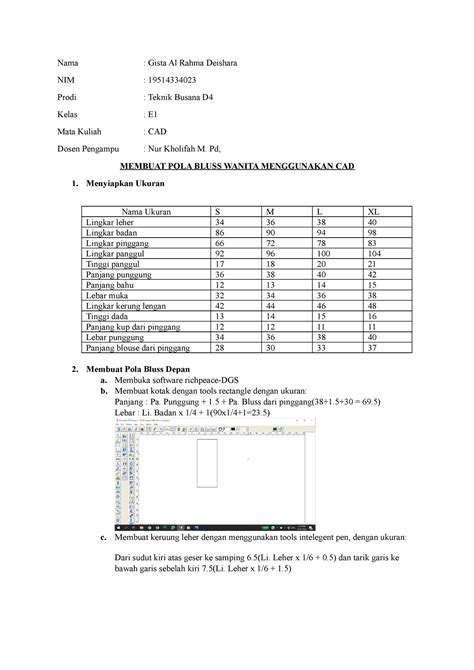 Laporan Pola Bluss Wanita Gista Al Rahma Nama Gista Al Rahma