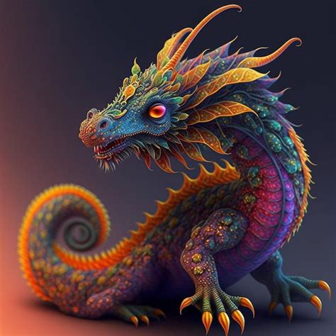 Premium Photo Colorful Cute Magic Fantasy Chineese Dragon Illustration