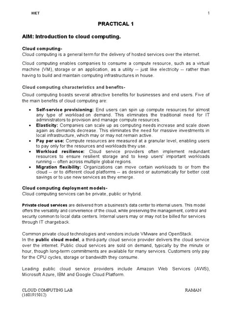 Practical 1 Aim Introduction To Cloud Computing Pdf Apache Hadoop Cloud Computing