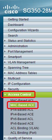 Configure Mac Based Access Control List Acl And Access Control Entry