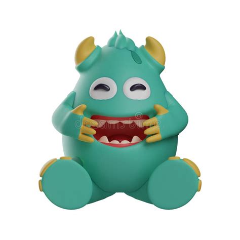 Cute Monster 3d Cartoon Illustration Showing His Teeth Stock